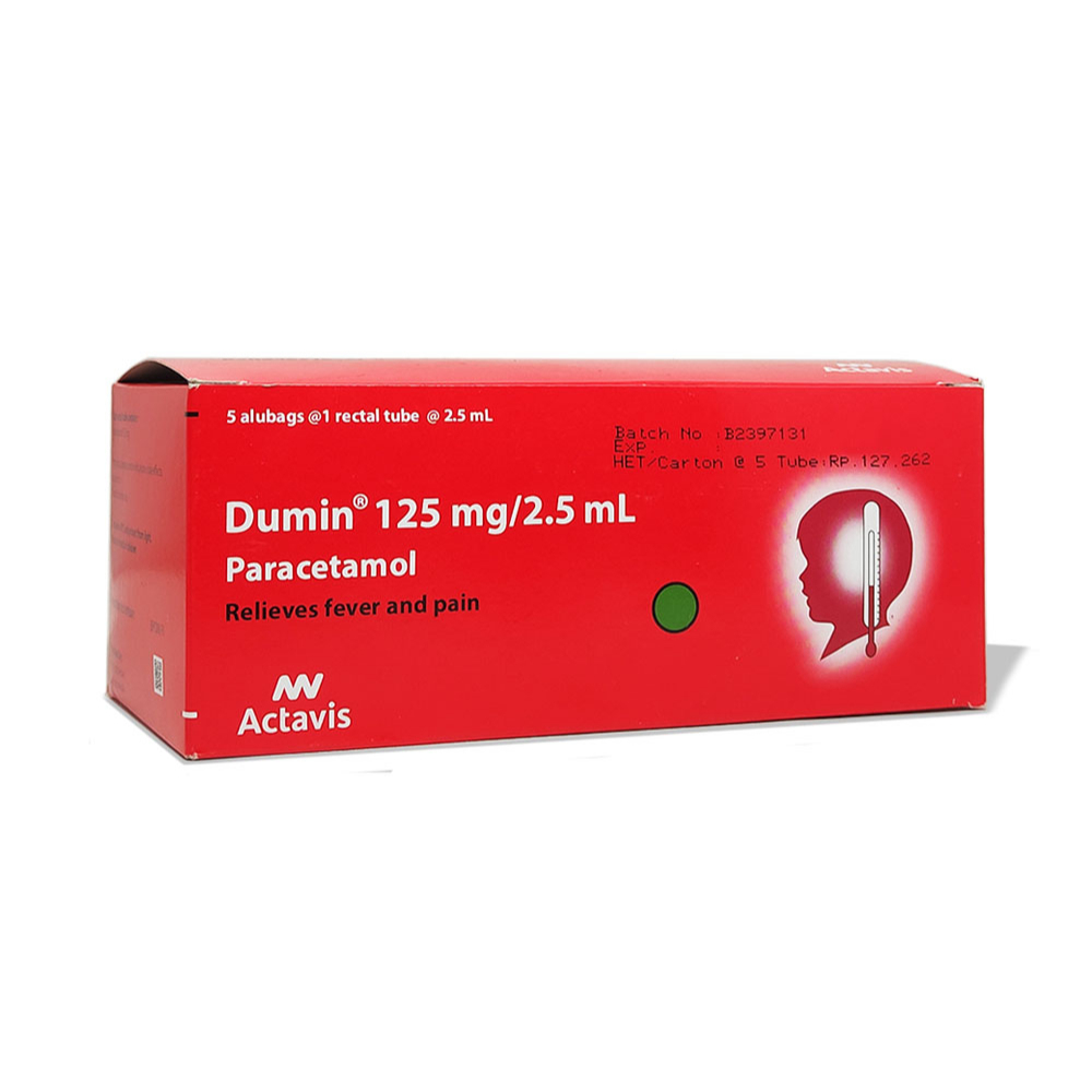 Jual Dumin Rectal 125mg 5's pcs Tube Actavis - Paracetamol / Obat Demam ...