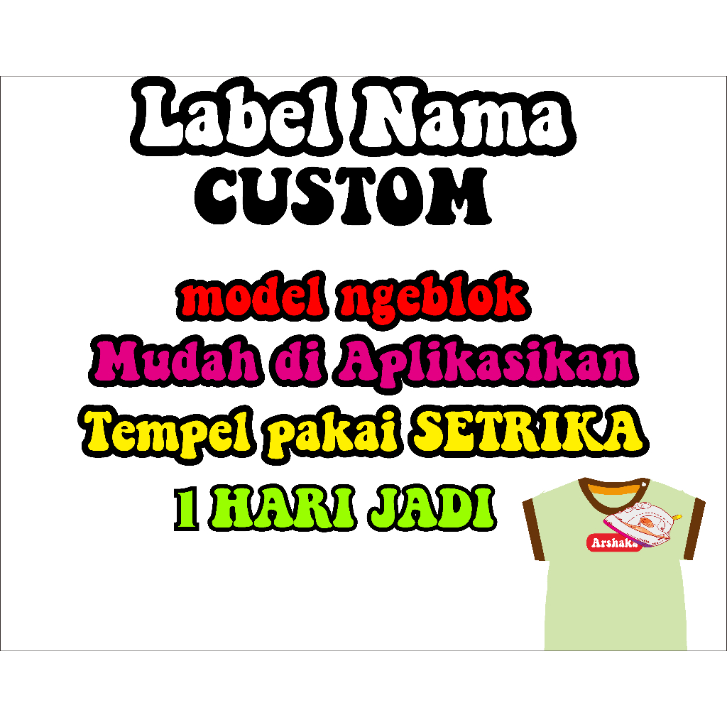 Jual Sticker Label Setrika | Sticker Nama Setrika | Sticker Kain CUSTOM ...
