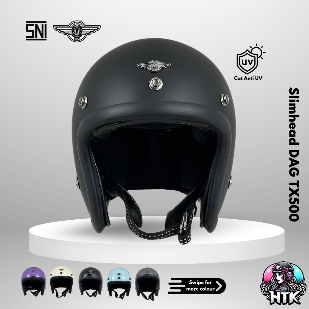 Jual Helm Slimhead DAG Tx500 Half Face Retro SNI | Helm Bogo Retro Slim ...