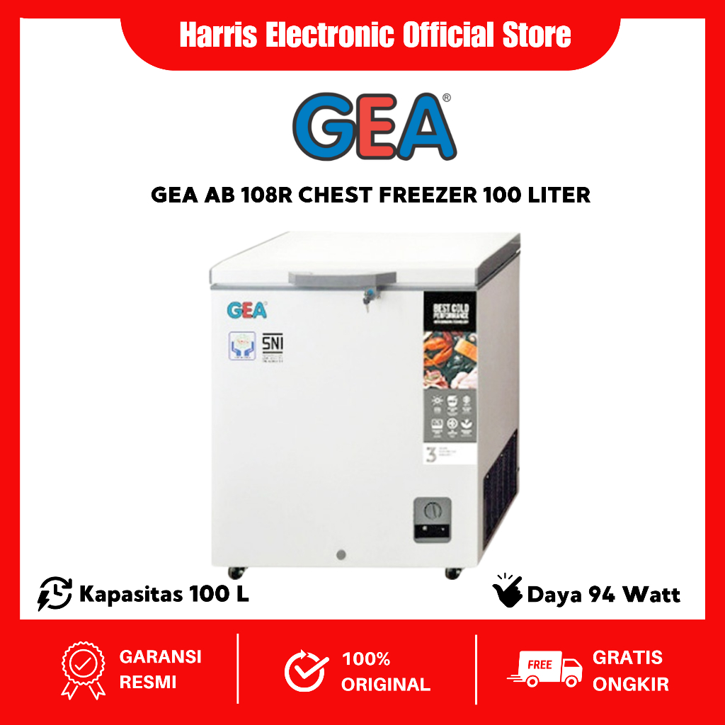 Jual GEA AB 108 R CHEST FREEZER BOX 100L LEMARI PEMBEKU 100 LITER BY GEA | Shopee Indonesia