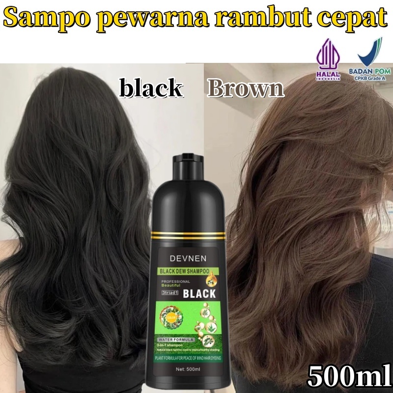 Jual Black/Brown Hair Dye Shampoo 500ml Shampo Penghitam Rambut Uban ...