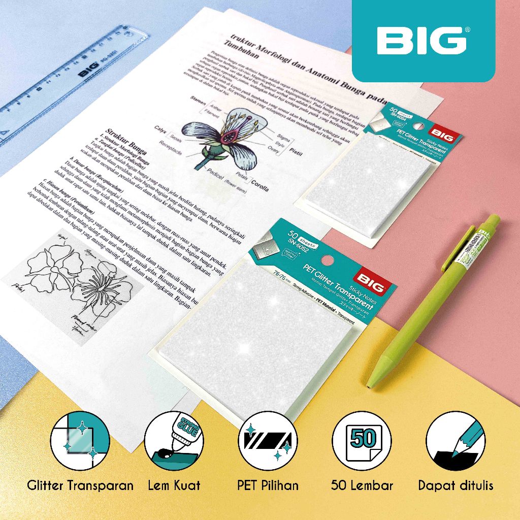 Jual BIG Sticky Notes PET Glitter Warna Putih Transparan White/ Sticky ...