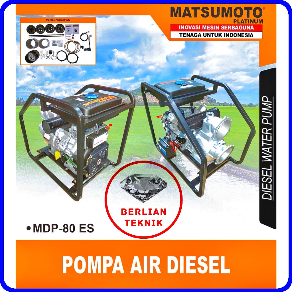 Jual Mesin Pompa Air Alkon Solar Diesel Water Pump Matsumoto MDP 80 ES / 8 Inch Starter | Shopee ...