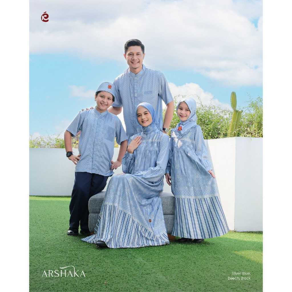 Jual KEKE - Sarimbit Keluarga Arshaka Silver Blue Series Busana Muslim Couple | Shopee Indonesia