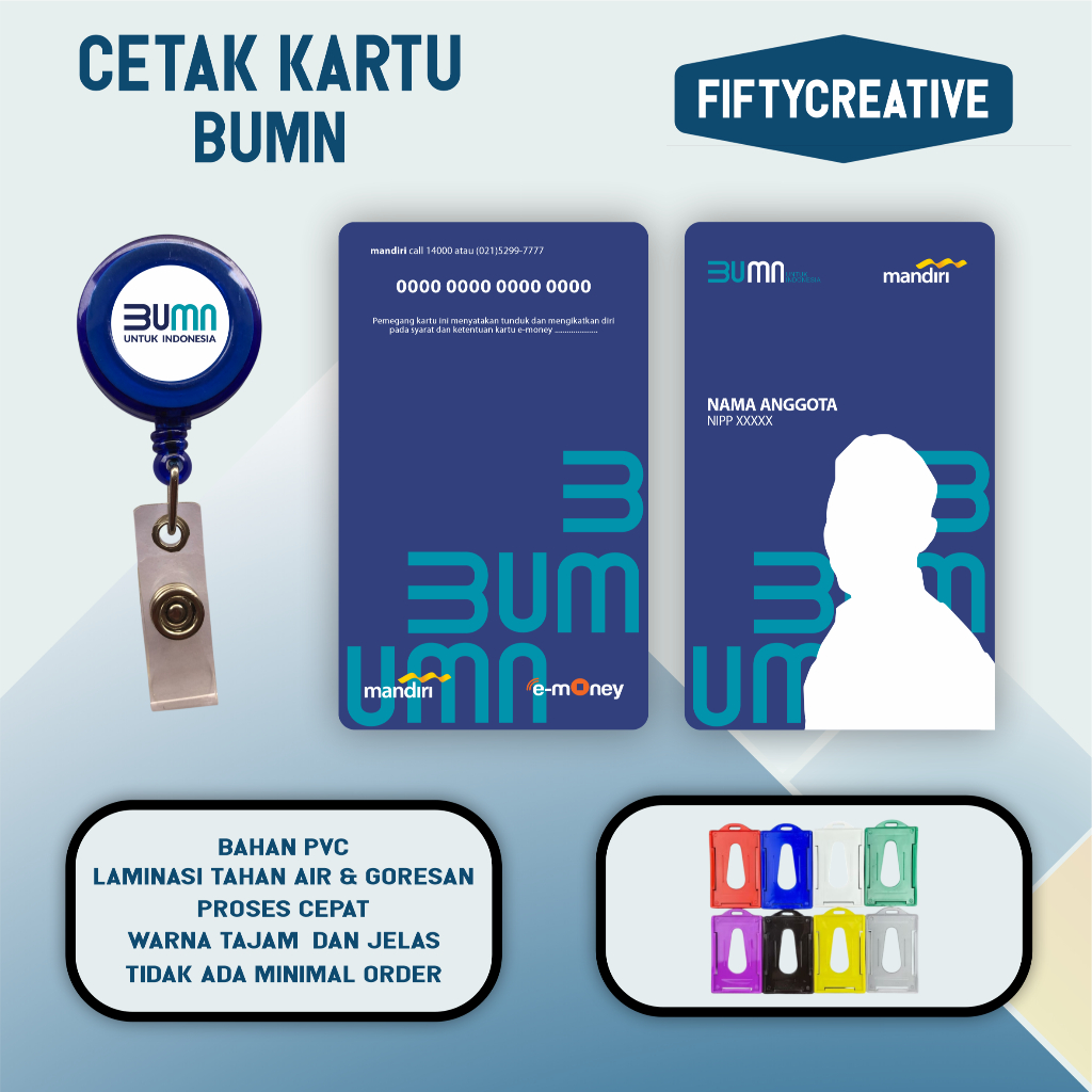 Jual ID Card BUMN Custom Bisa Satuan Jasa Desain Gratis 2 SISI [ Satu ...