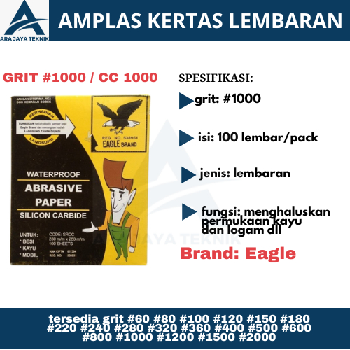 Jual EAGLE BRAND Amplas Kertas Lembaran #1000 Grit 1000 CC-1000-CW | Shopee Indonesia