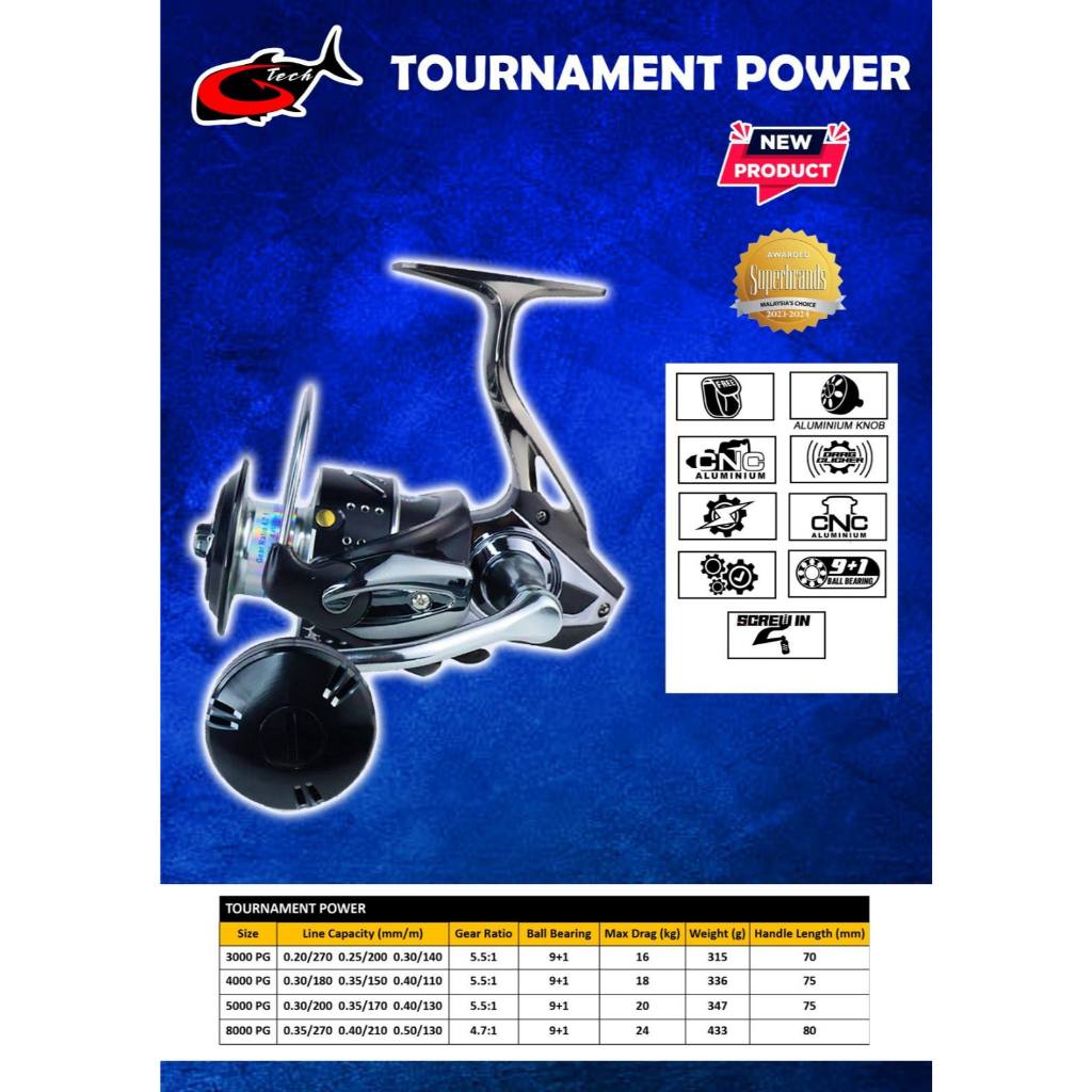 Jual Reel SPINNING GTECH TOURNAMENT POWER (METAL BODY) | Shopee Indonesia
