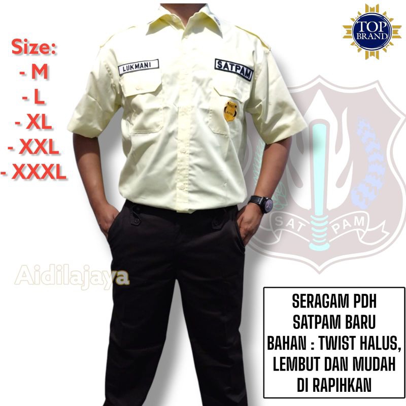 Jual SERAGAM PDH SECURITY SATPAM 1 STEL BARU KREM FREE NAMA BORDIR ...