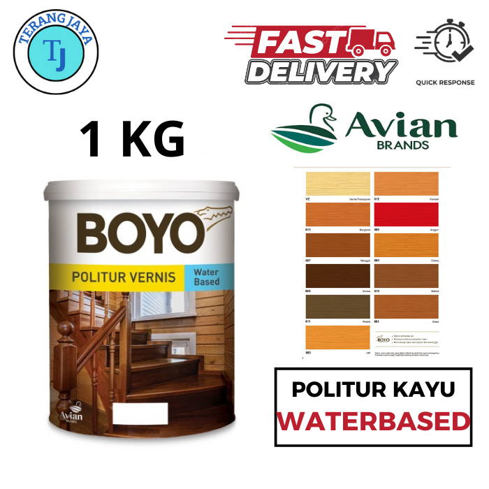 Jual Cat Kayu Politur Vernis BOYO Water Based 1 Kg | Shopee Indonesia