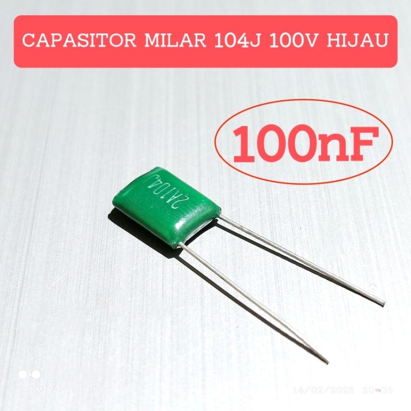 Jual CAPASITOR MILAR 104J 100V 100n 100nF 0.1uF 100VOLT HIJAU | Shopee Indonesia