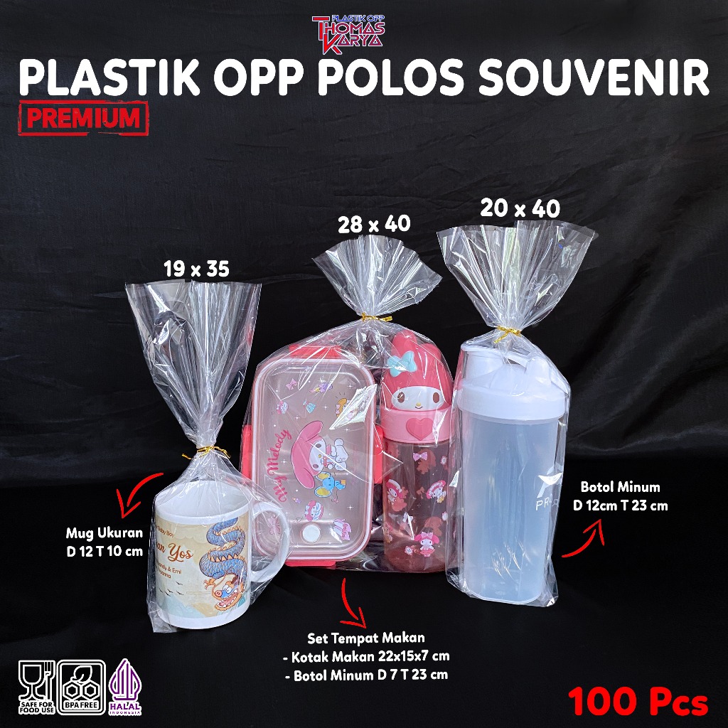 Jual [100 PCS] Plastik OPP Souvenir Ulang Tahun Botol Minum Mug Set ...