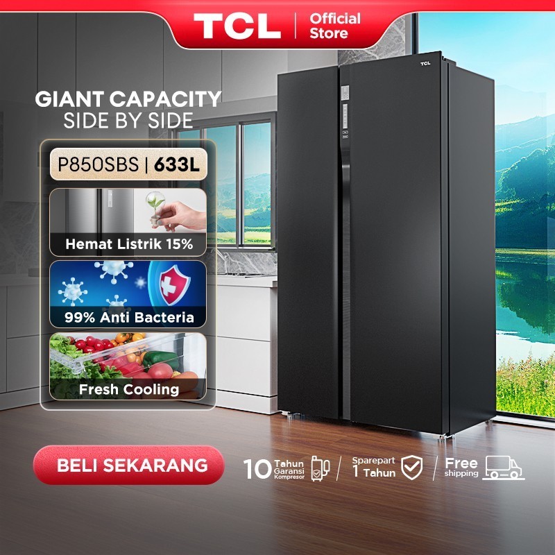 Jual TCL P850SBS Kulkas 2 Pintu Side By Side 633 Liter Inverter No ...