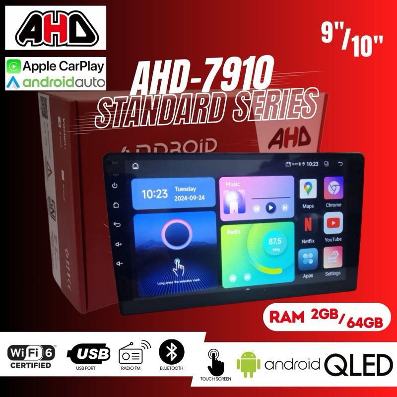 Jual Head Unit Android Ahd-7910 9” / 10” Inch Ram 2+64GB Android Auto, Carplay, QLED Universal ...
