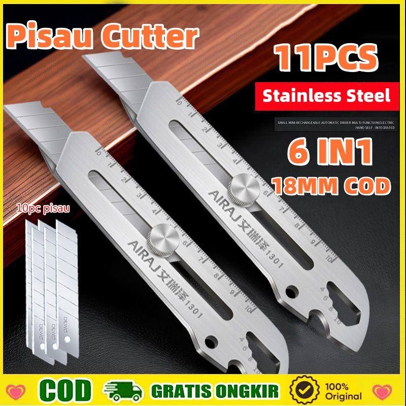 Jual 【COD】Cutter Stainless Steel 6in1 Pisau Cutter 18mm Multifungsi ... Jual 【COD】Cutter Stainless Steel 6in1 Pisau Cutter 18mm Multifungsi ...