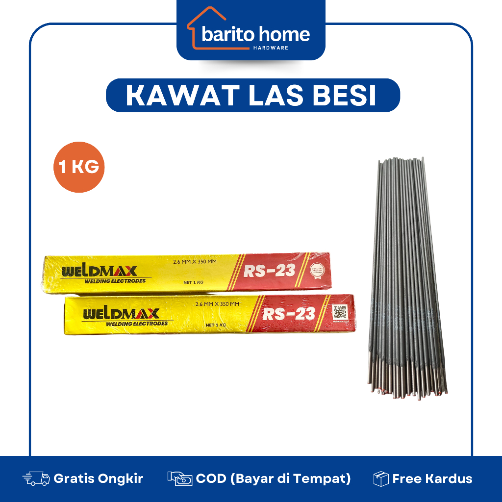 Jual WELDMAX RS-23 2.0 mm x 300 mm / 2.6mm x 350 mm Kawat Las Besi 1 Kg AWS E6013 Elektroda ...