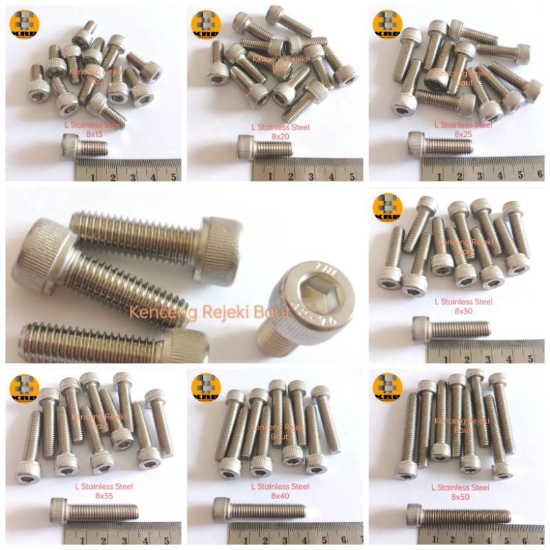 Jual Baut L Stainless M8x15, M8x20, M8x25, M8x30, M8x35, M8x40, M8x50 SUS 304 / L Stainless ...