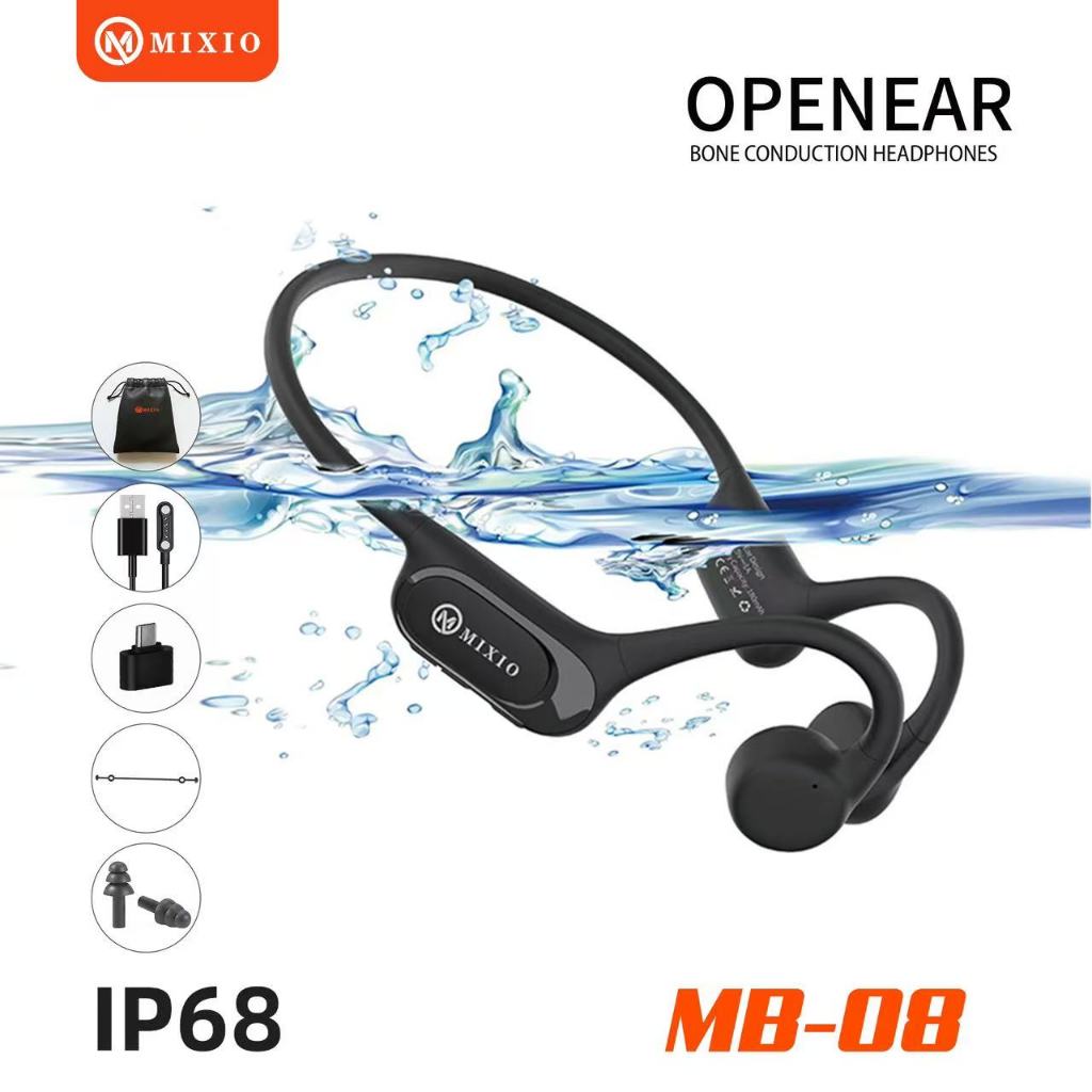 Jual MIXIO MB-08 Bone Conduction IP68 Headset Bluetooth Open Ear Renang ...