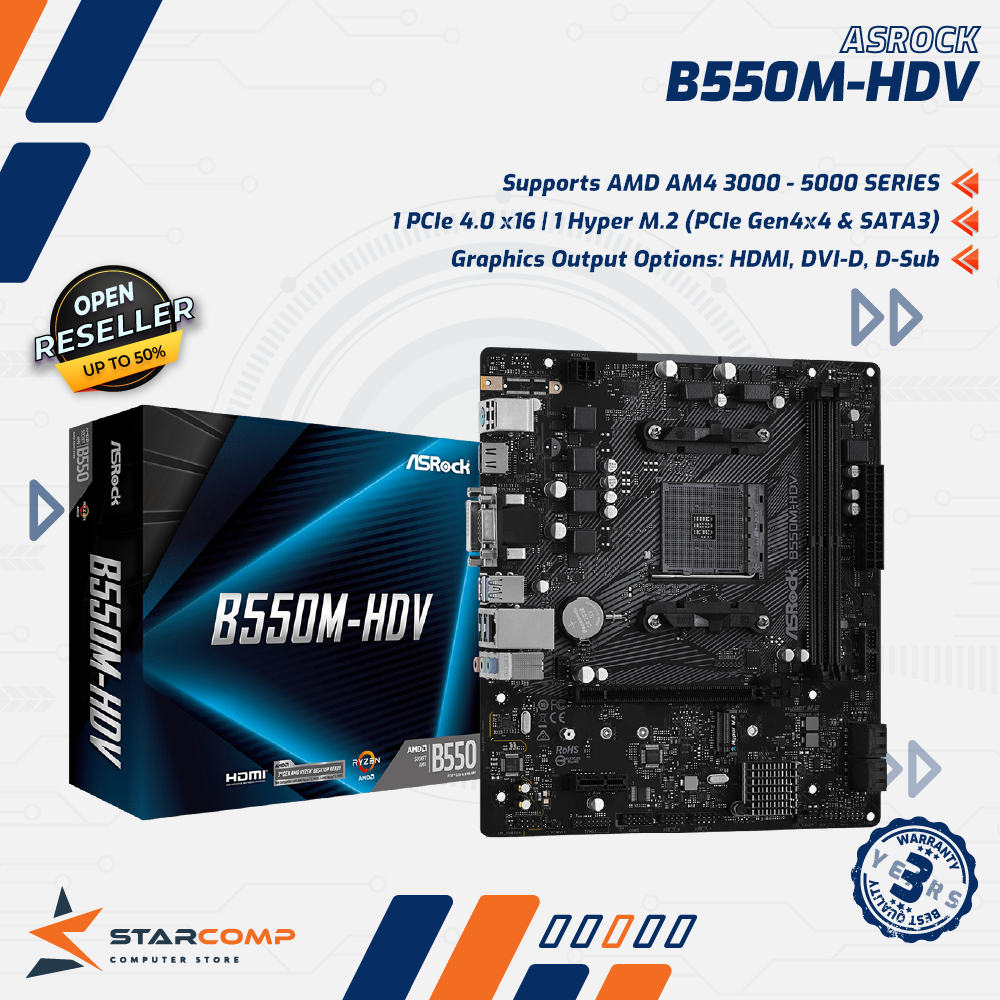 Jual ASRock B550M-HDV AM4 DDR4 B550M HDV AMD 5000 4000 3000 series | Shopee Indonesia