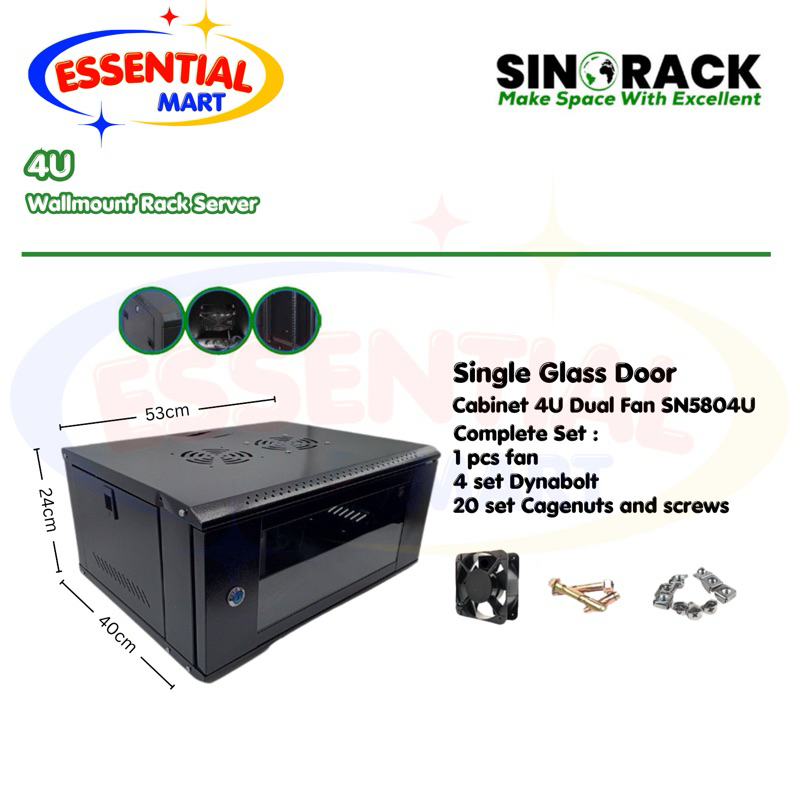 Jual Sinorack Wall Mounted / Rak Server 4U Dual Fan (530X400X240mm ...