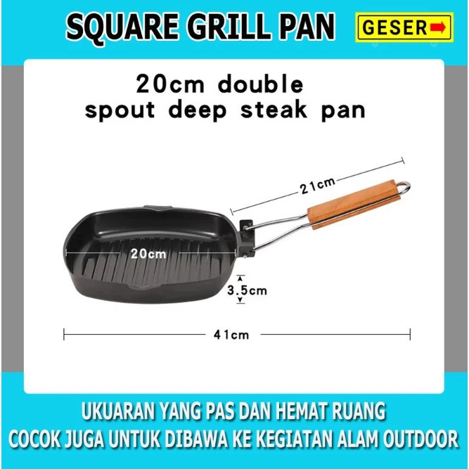 Jual { CV DINO PERMATA } PANCI lipat Grill Pan 20 Cm Teflon Wajan BBQ ...