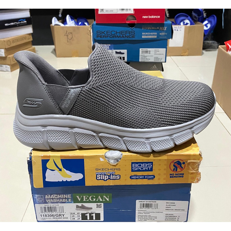 Jual Skechers BOBS B FLEX 118306 GRY Mens size 45(29cm)(2) Made in Vietnam | Shopee Indonesia