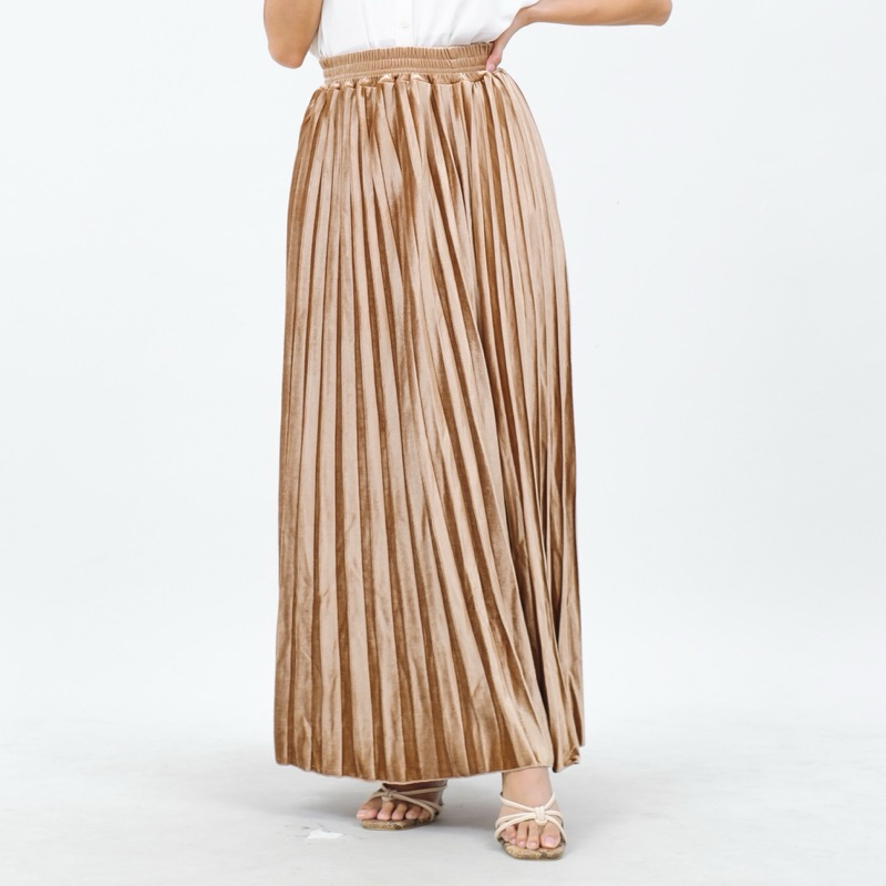 Jual Rok Plisket Bludru Premium Model Panjang - Velvet Skirt Jumbo ...