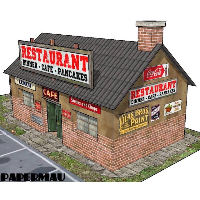 Jual DIY Papercraft Diorama Roadside Restaurant Kerajinan Kertas ...