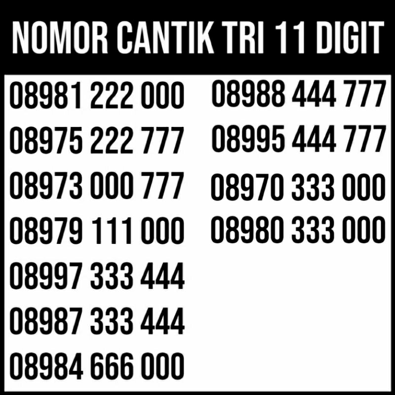 Jual Nomor cantik Tri rapi langka 4G LTE | Shopee Indonesia