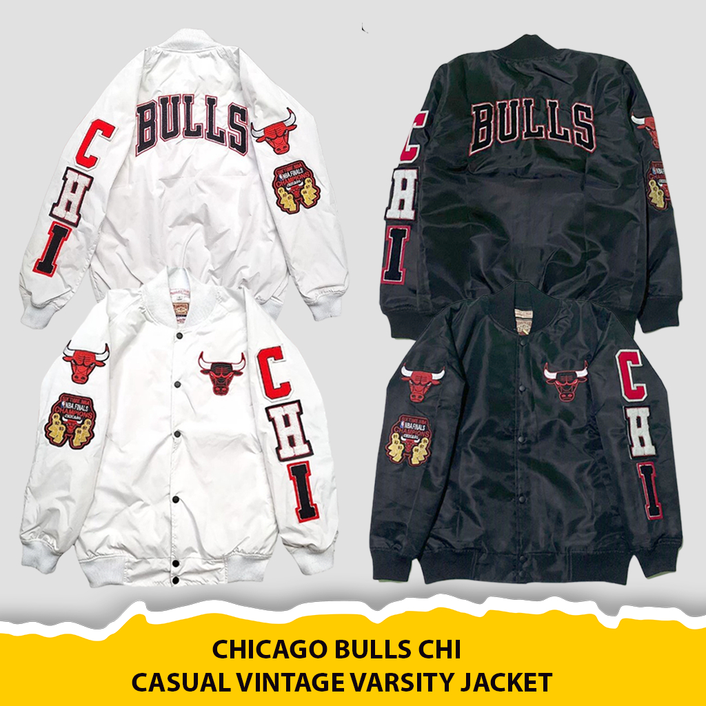 Jual JUMPSHOT Jaket Chicago Bulls White CHI Varsity Basketball NBA ...