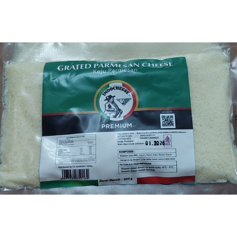 Jual KEJU PARMESAN PREMIUM INDOCHEESE 200GR/GRATED PARMESAN CHEESE, 100 ...