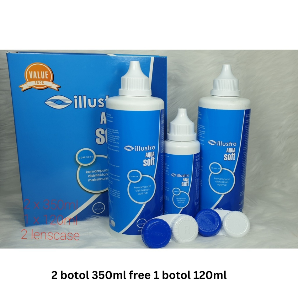 Jual (Bisa COD) Cairan Pembersih softlens Aquasoft 350ml / Aqua soft Illustro | Shopee Indonesia
