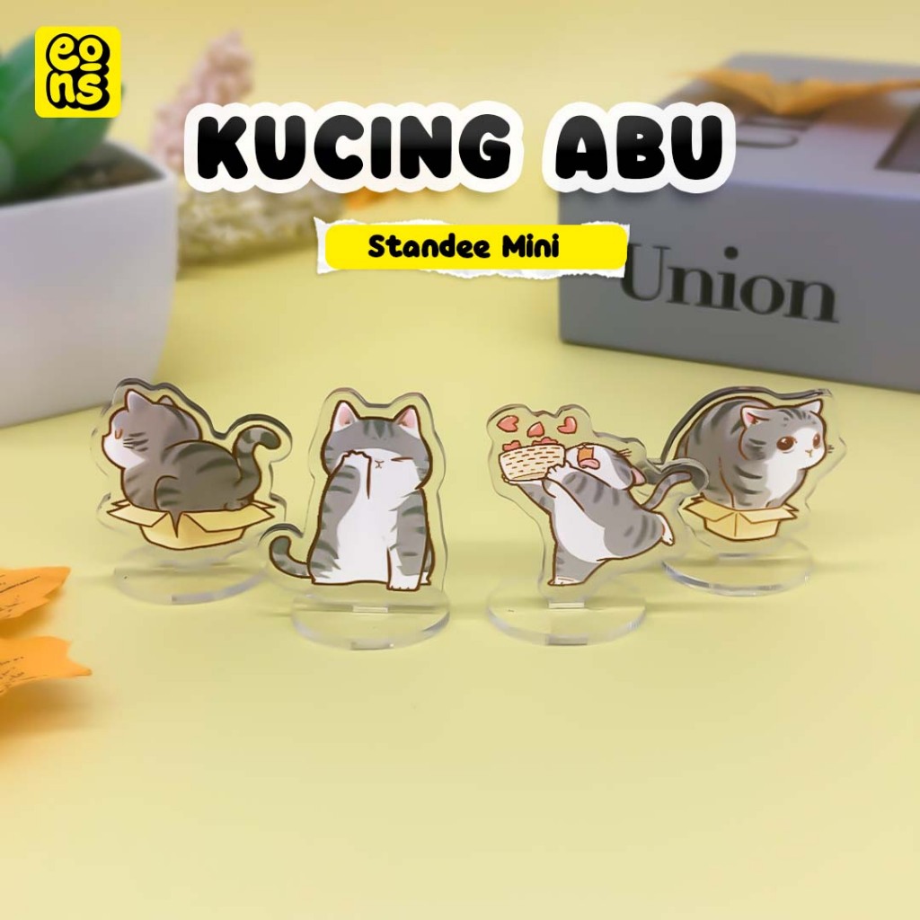 Jual Standee Mini Akrilik Kucing Abu / Bahan Acrylic Laser Cutting ...
