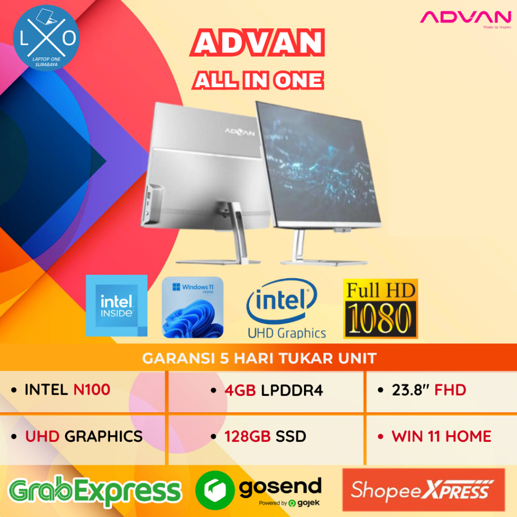 Jual PC ADVAN AIO N100 8GB 512GBssd 23.8FHD Windows 11 | Shopee Indonesia