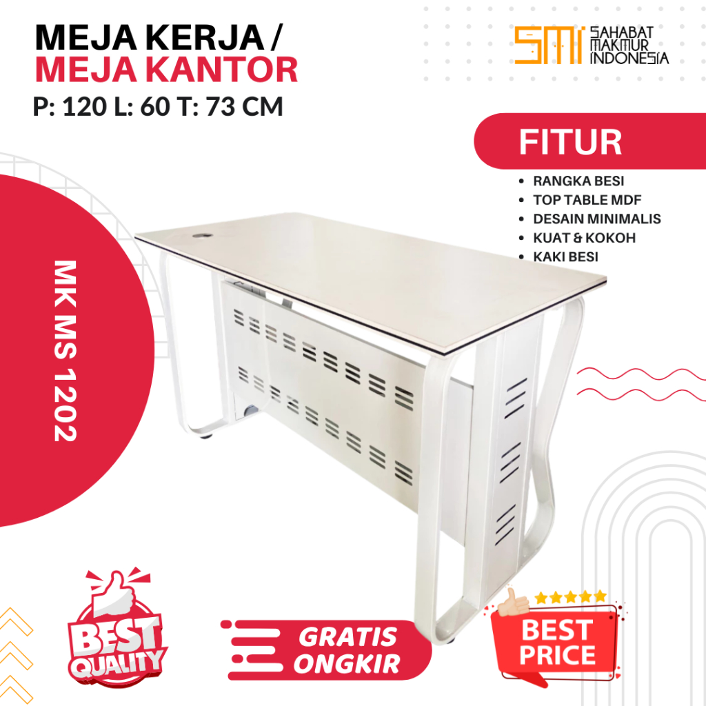 Jual Meja Kerja 120cm MK MS 1202 / Meja Komputer Meja Belajar Meja Kantor Meja Tulis Meja ...
