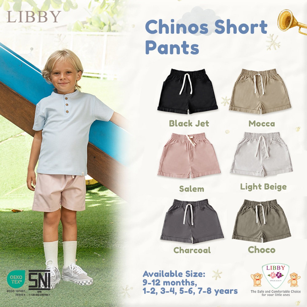 Jual LIBBY Celana Chinos Anak Laki laki Polos Pendek Usia 9 Bulan - 8 Tahun Earth (1PCS ...