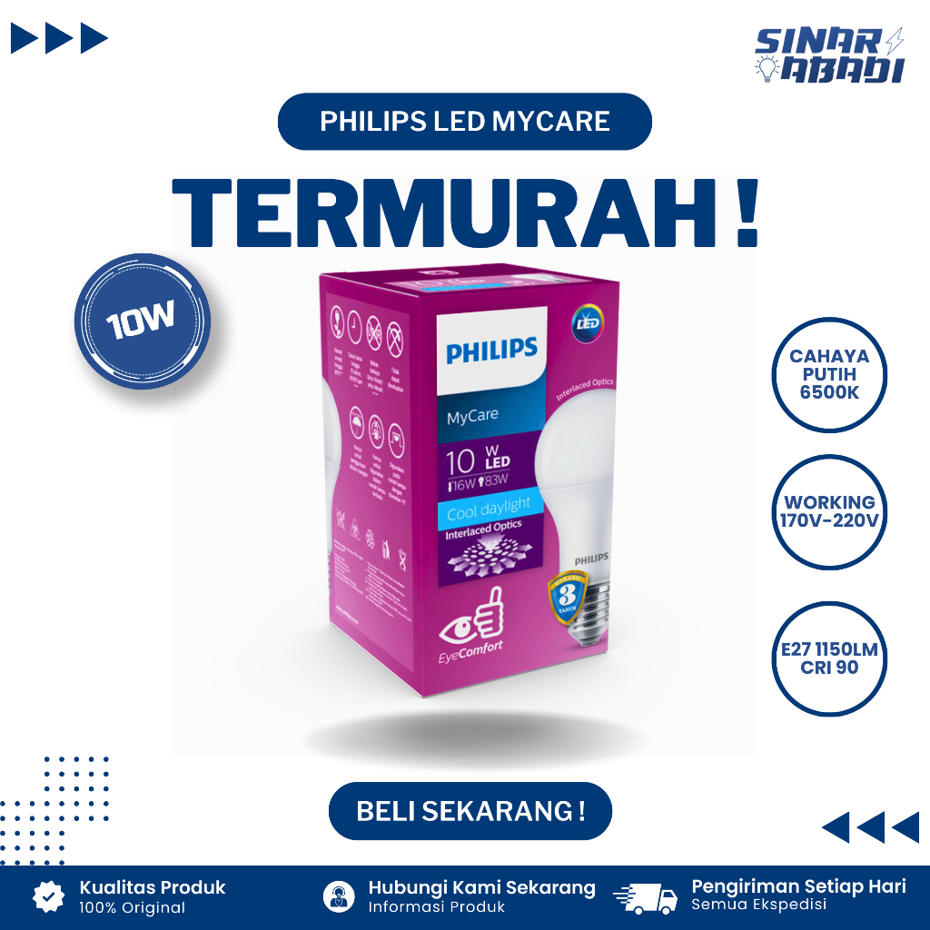 Jual Philips LED MyCare 10W E27 6500K (Putih) | Shopee Indonesia