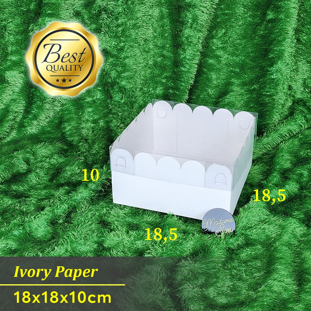 Jual BOX MIKA PUTIH - DOS KUE KERING LAMINASI - KOTAK DESSERT 18x18x10 ...