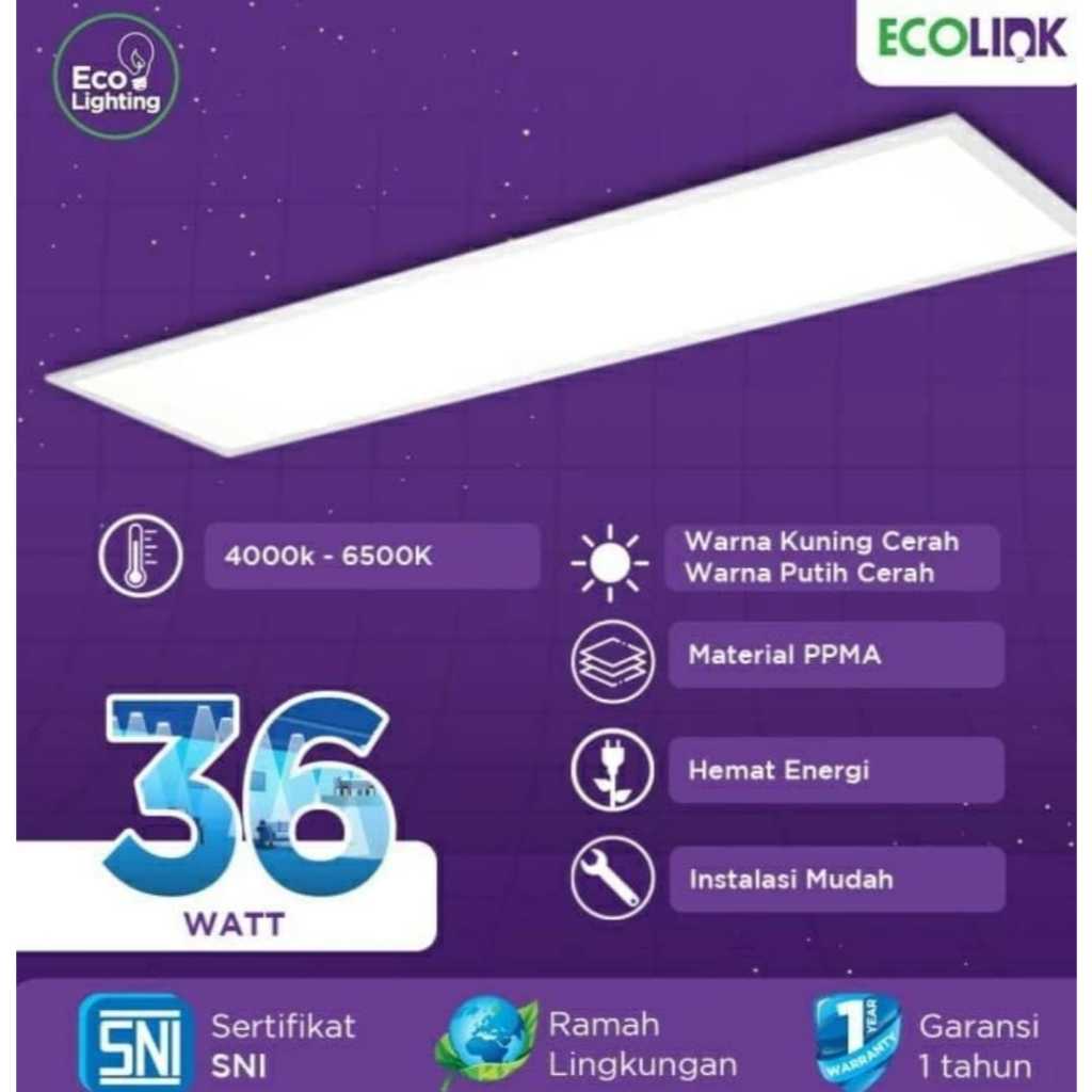 Jual Lampu ECOLINK PL007 PANEL LED 36WATT 30cm X 120cm | Shopee Indonesia