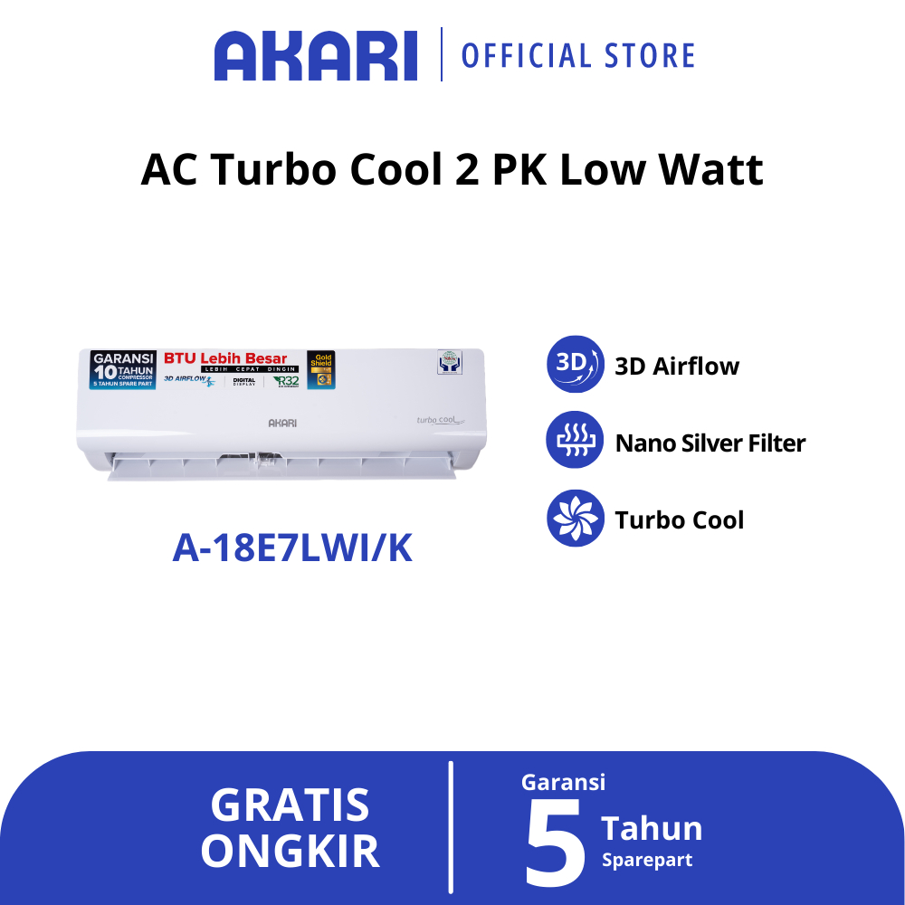 Jual AKARI AC 2PK Nano Silver Turbo Cool A18E7LWI Low Watt Termurah | Shopee Indonesia
