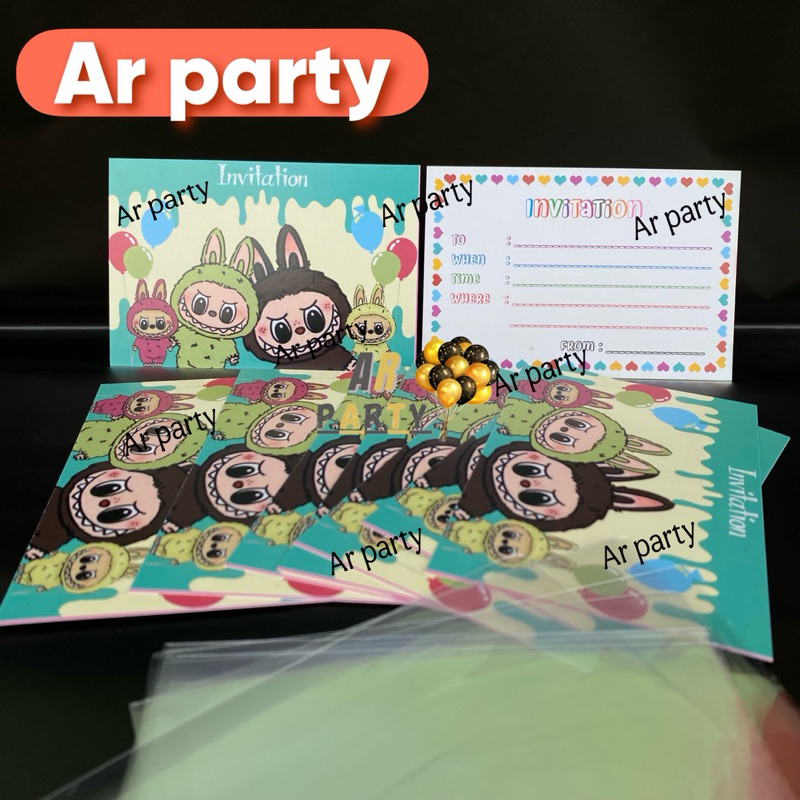 Jual (isi 10pcs) Kartu Undangan Labubu / Kartu Ucapan Anak / Undangan ...