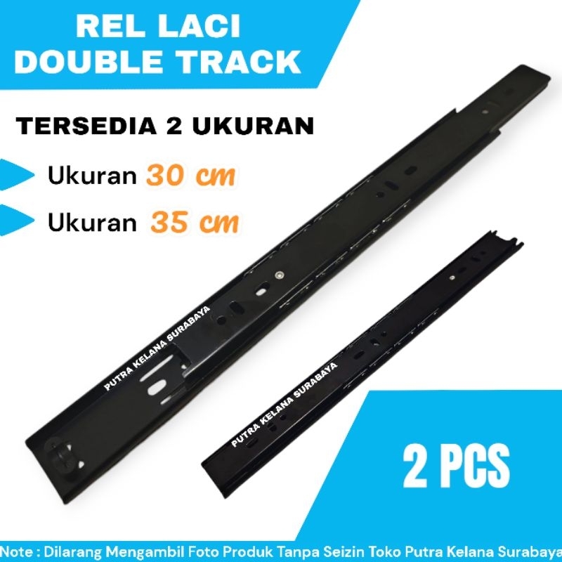 Jual [ 2 PCS ] Rel Laci TEBAL Double Track Hitam 30cm 35cm Double ...