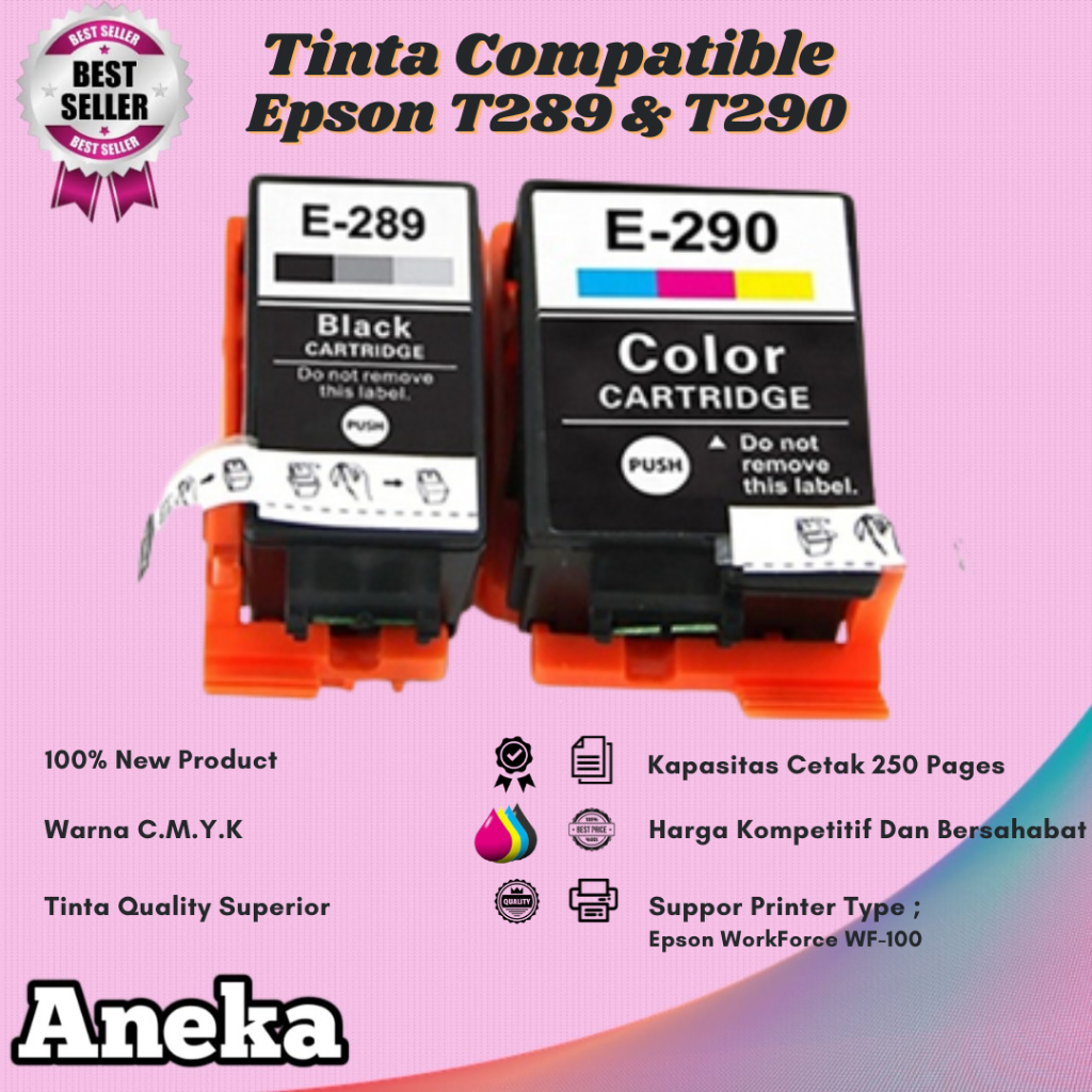 Jual Cartridge Tinta Compatible Epson T289 T290 1Set Printer WF-100 ...