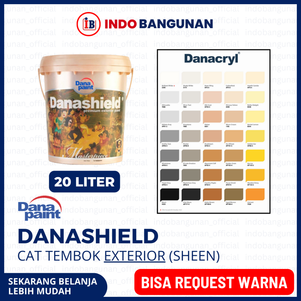Jual CAT TEMBOK EXTERIOR DANASHIELD 20LT / BISA REQUEST CUSTOM WARNA ...