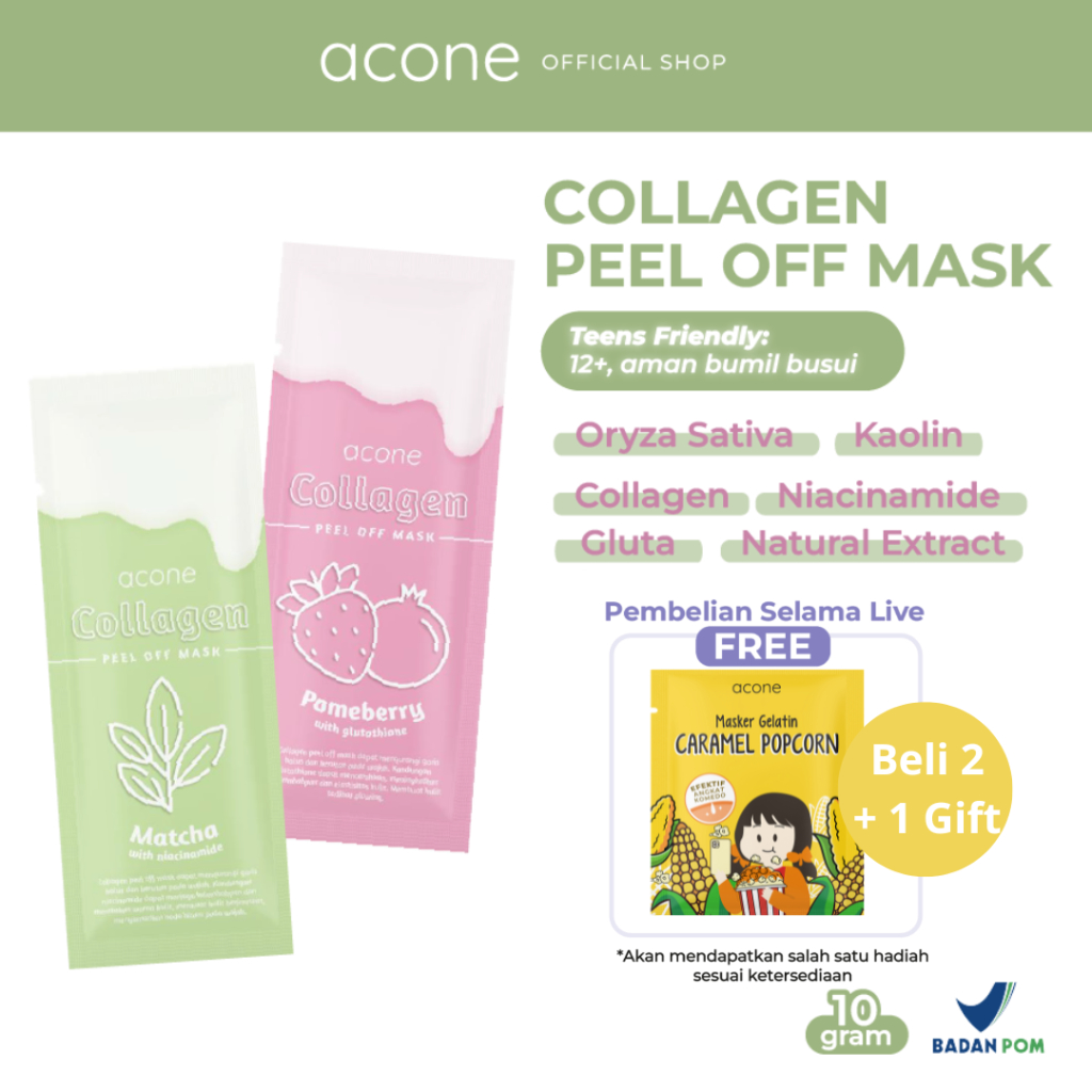 Jual ACONE - [BELI 2 DAPAT 1 MASKER] Collagen Peel Off Mask Kemasan ...