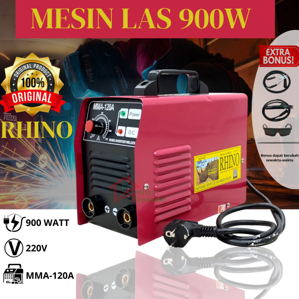 Jual RHINO Mesin Las 900 Watt MERAH Travo Las 900Watt Trafo Las Inverter 120A 900 W - Mesin Las ...