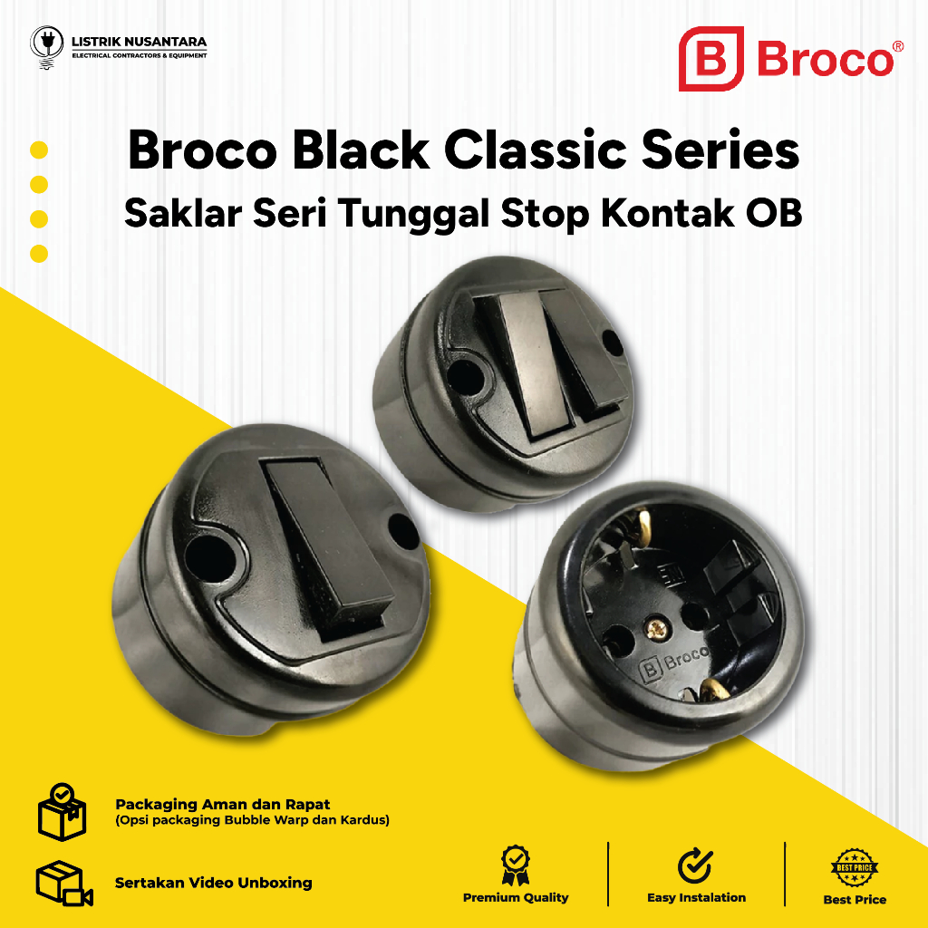 Jual Saklar Seri Tunggal Stop Kontak OB Broco Bulat Classic / Broco ...
