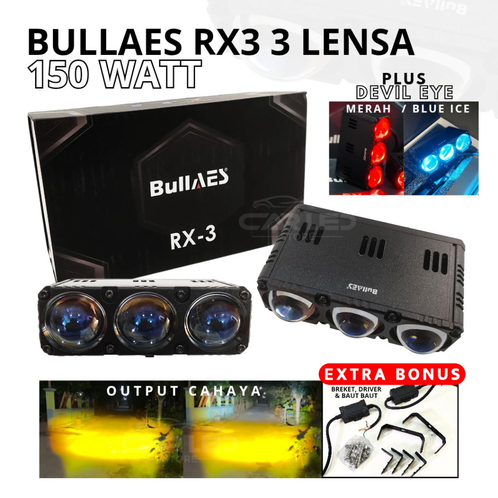 Jual Mini Projie 3 Lensa Mata RX-3 RX3 LED 150W MERK AES I Lampu Tembak Led Laser 3 Mata RX-3 ...