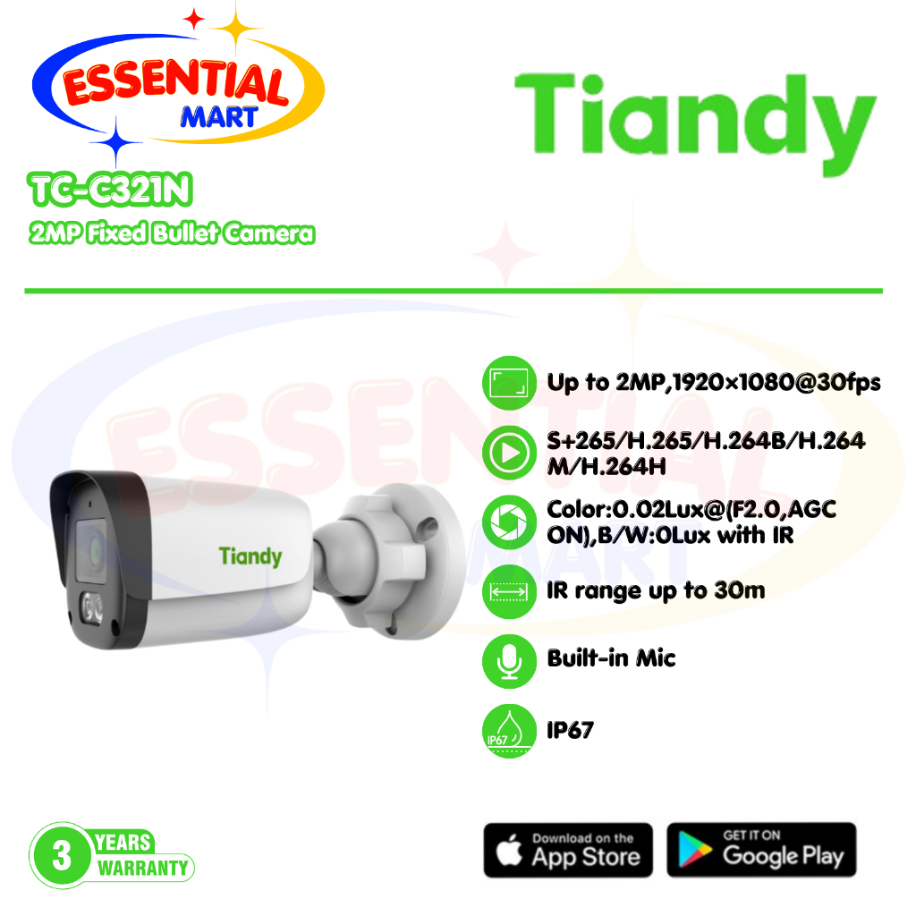 Jual Kamera CCTV IP Tiandy TC-C321N 2MP Audio Outdoor | Shopee Indonesia