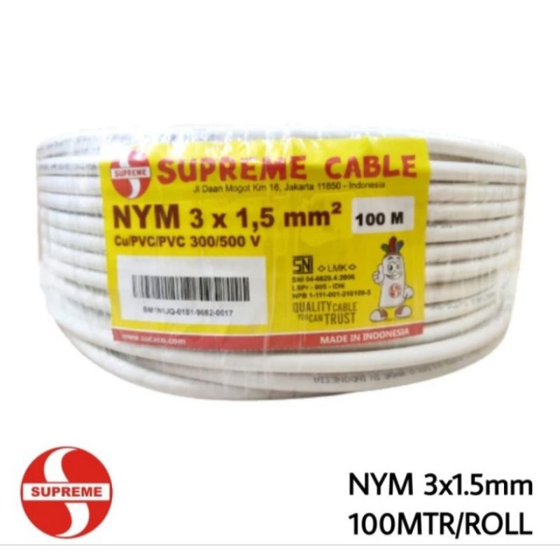 Jual Kabel Supreme NYM 3X1.5 Panjang 100 Meter Kawat Tembaga Original Supreme | Shopee Indonesia