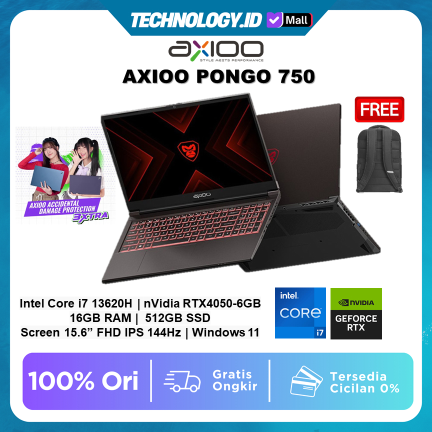 Jual Laptop Gaming Axioo Pongo 750 Core i7-13620H 16GB 512GB SSD 15.6 ...